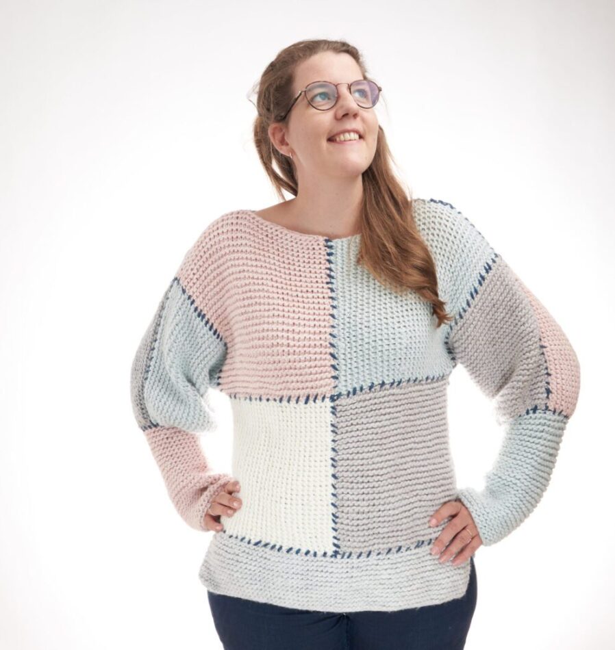 How to make a jumper out of knitted squares? Easy Knit Sweater Pattern