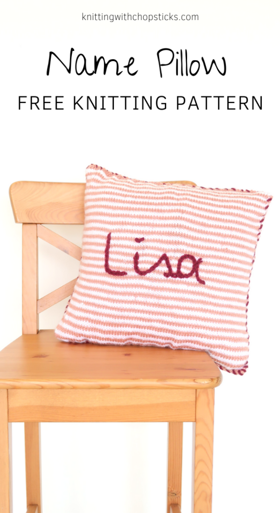 Knit Throw Pillow | Baby Name Pillow | Knitting with Chopsticks