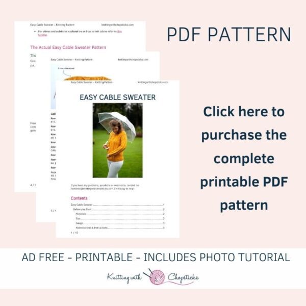 Beautiful Easy Cable Sweater Knitting Pattern | Knitting with Chopsticks