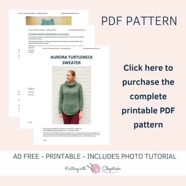 Women Sweater Knitting Pattern - Aurora Turtleneck Knit Sweater Pattern
