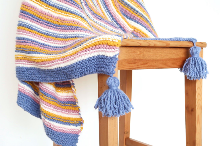 Sunset Chunky Knit Blanket Pattern | Knitting with Chopsticks