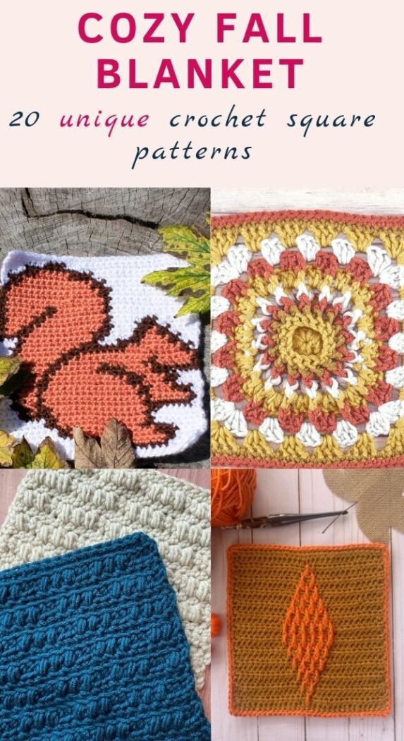 20 Free Crochet Blanket Square Patterns - Charity Cozy Fall MAL