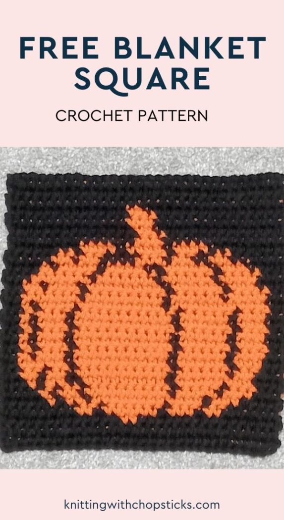 FREE Pumpkin Colorwork Crochet Blanket Square | Knitting with Chopsticks
