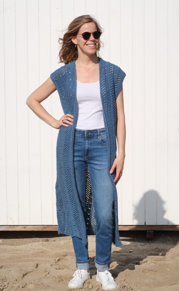 Free Beach Cover Up Knitting Pattern - Seabreeze Sleeveless Cardigan