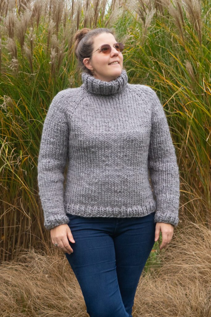 Chunky Sweater Knitting Pattern - Turtleneck Knit Sweater Pattern