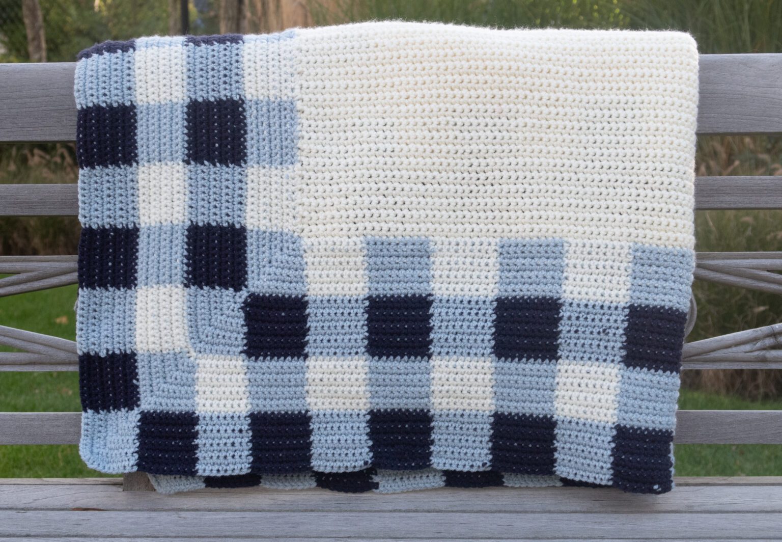 Crochet Blanket Border Pattern - Easy Gingham Baby Blanket