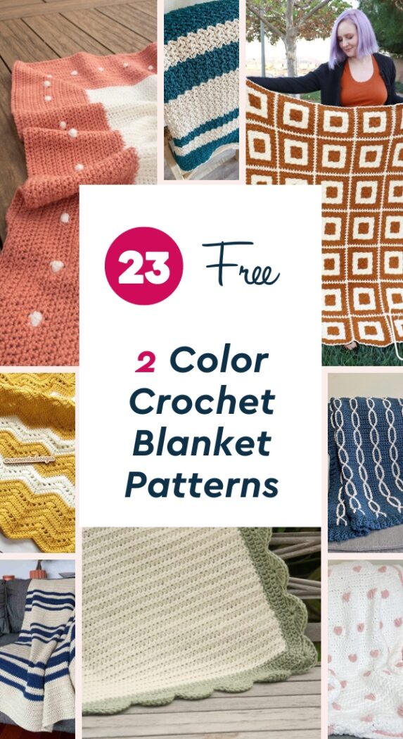 2 color crochet blanket: 23 free patterns | Knitting with Chopsticks