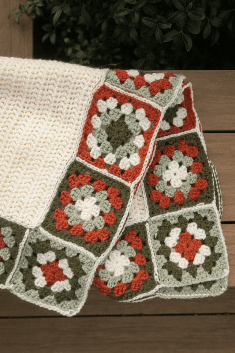 Granny Square Border Crochet Blanket Pattern