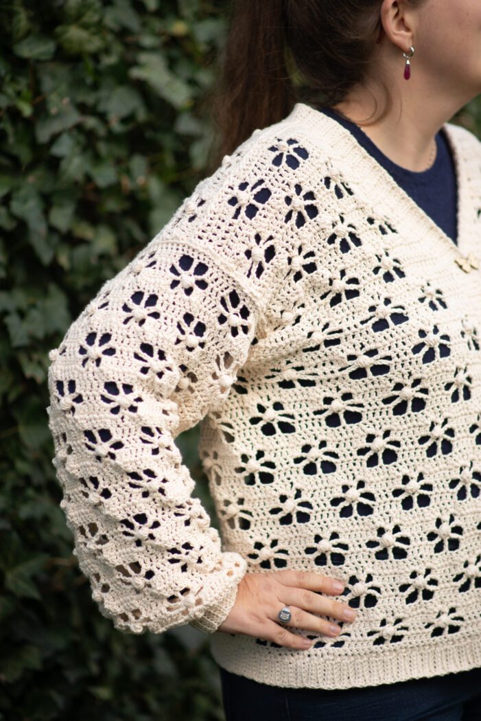 Lacy Crochet Sweater Pattern : Floral Cardigan | Knitting with Chopsticks