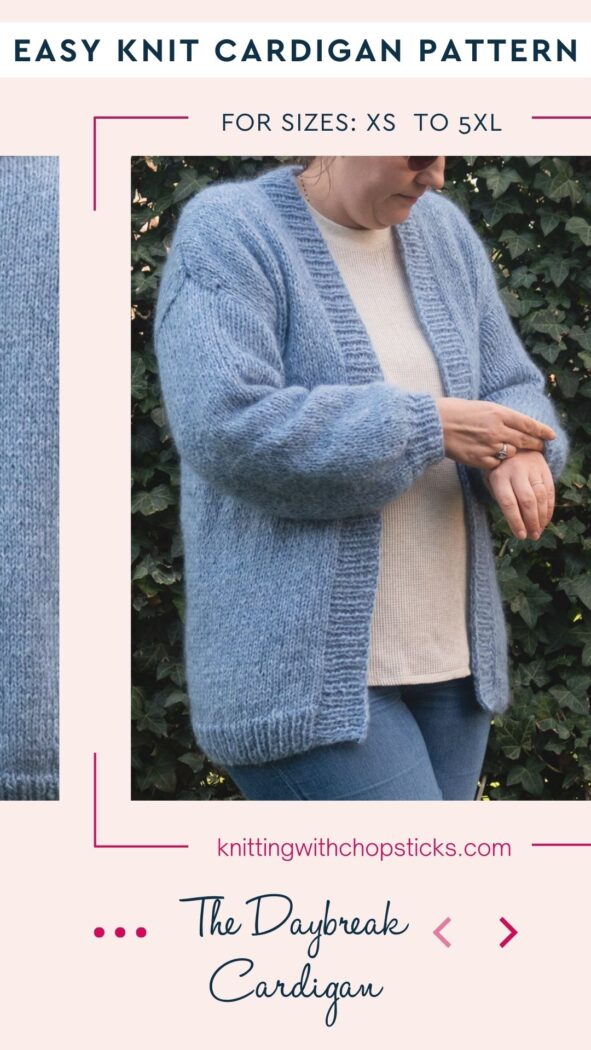 Easy Beginner Chunky Cardigan Knitting Pattern | Knitting with Chopsticks