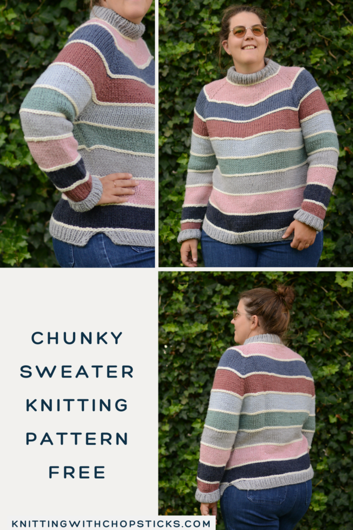 Chunky Knit Sweater Pattern Free | Knitting with Chopsticks
