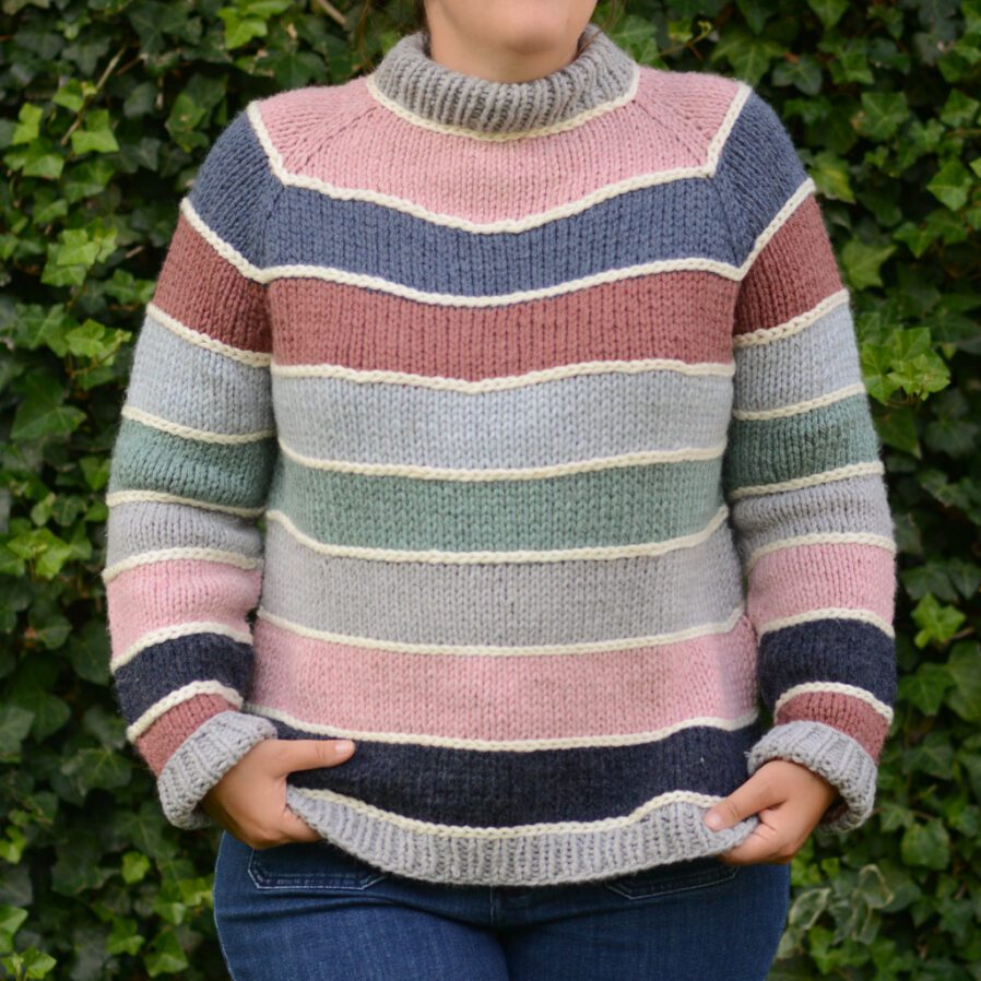 Color Divide Knit Sweater Pattern | Knitting with Chopsticks