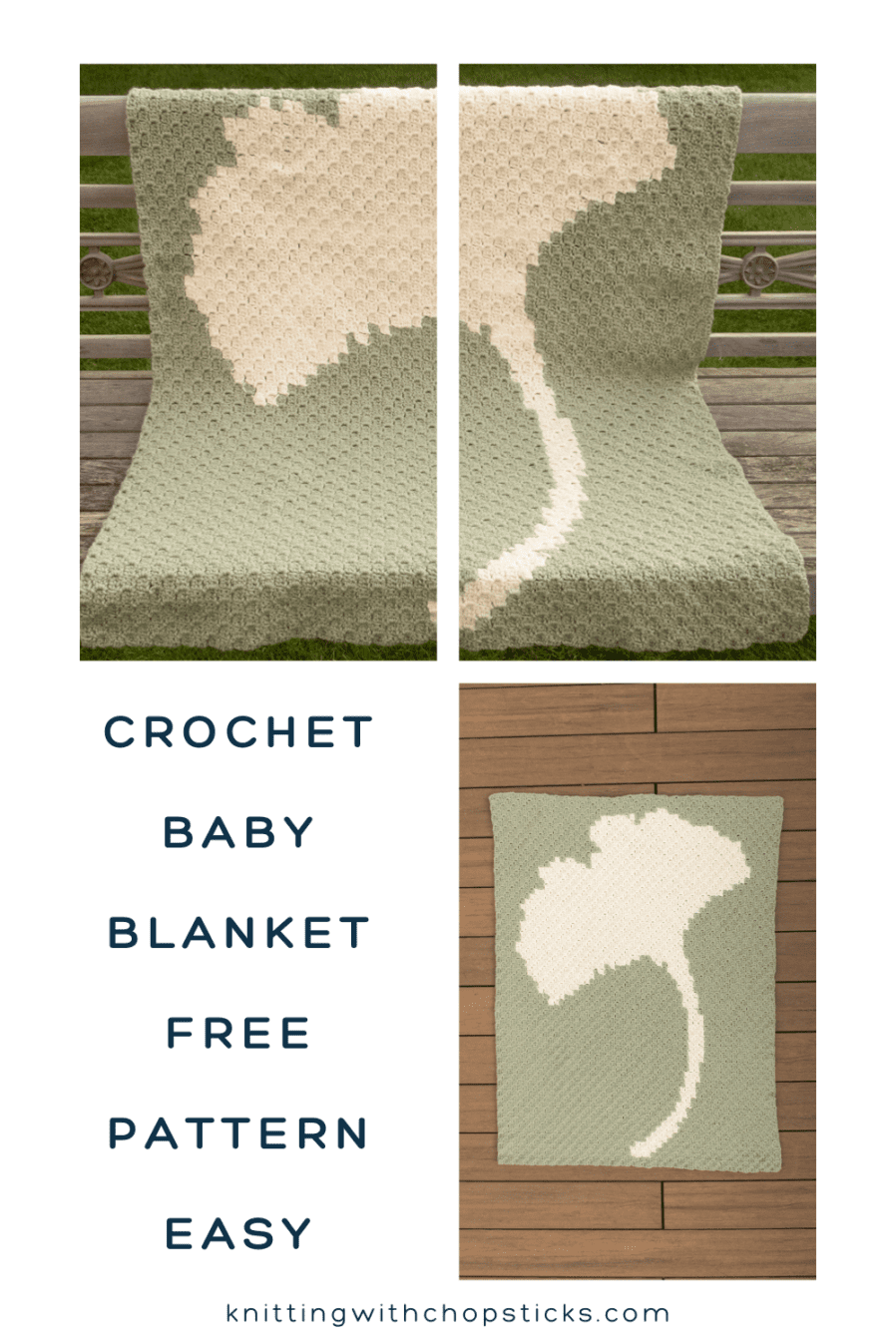 Ginkgo Leaf C2C Crochet Blanket Pattern Free | Knitting with Chopsticks