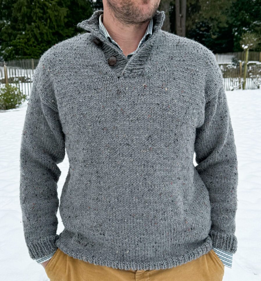 Easy Mens Sweater Knitting Pattern | Knitting with Chopsticks