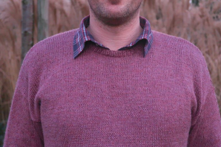 Staple Crew Neck Mens Sweater Knitting Pattern | Knitting with Chopsticks