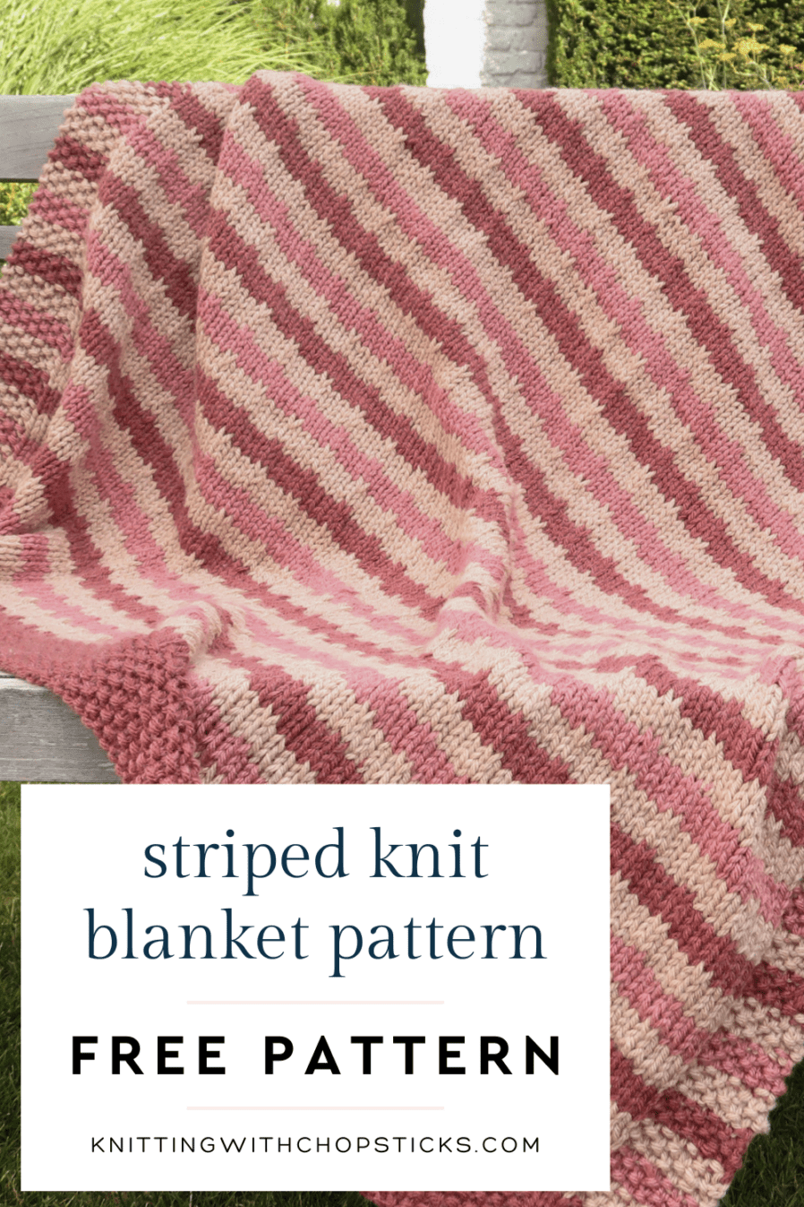 Free Striped Blanket Knitting Pattern | Knitting with Chopsticks