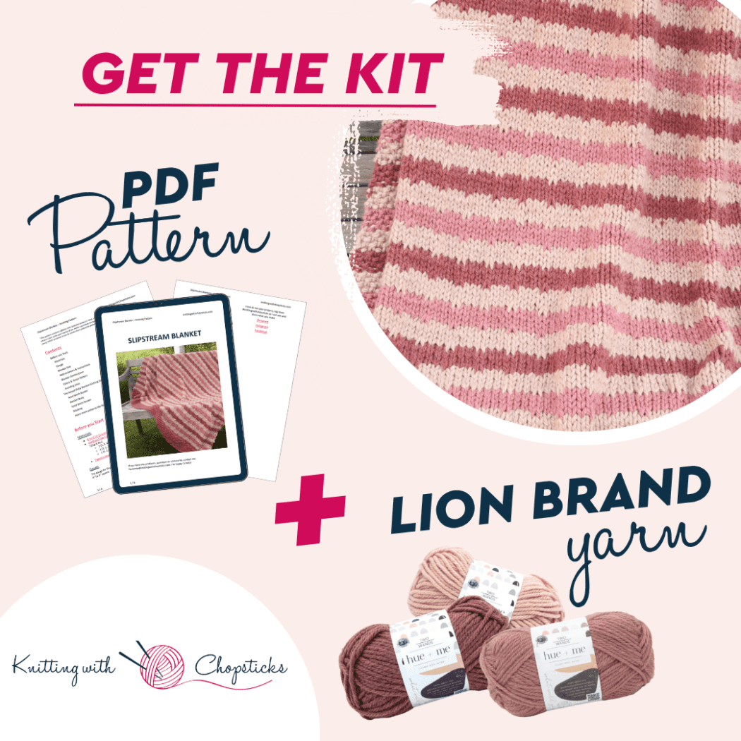 Free Striped Blanket Knitting Pattern | Knitting with Chopsticks