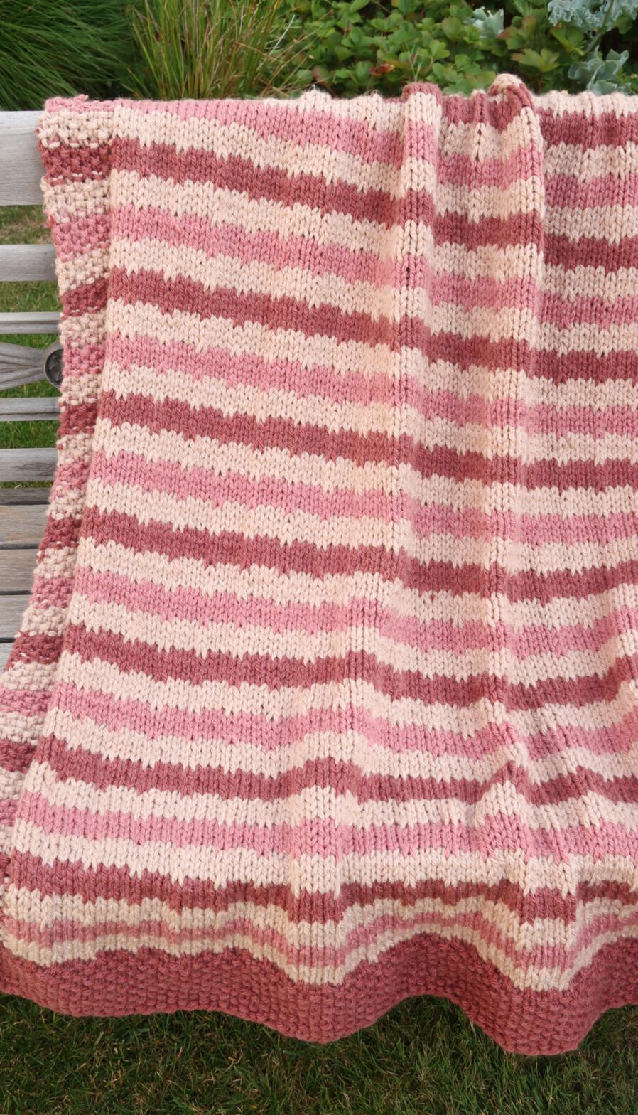 Free Striped Blanket Knitting Pattern | Knitting with Chopsticks