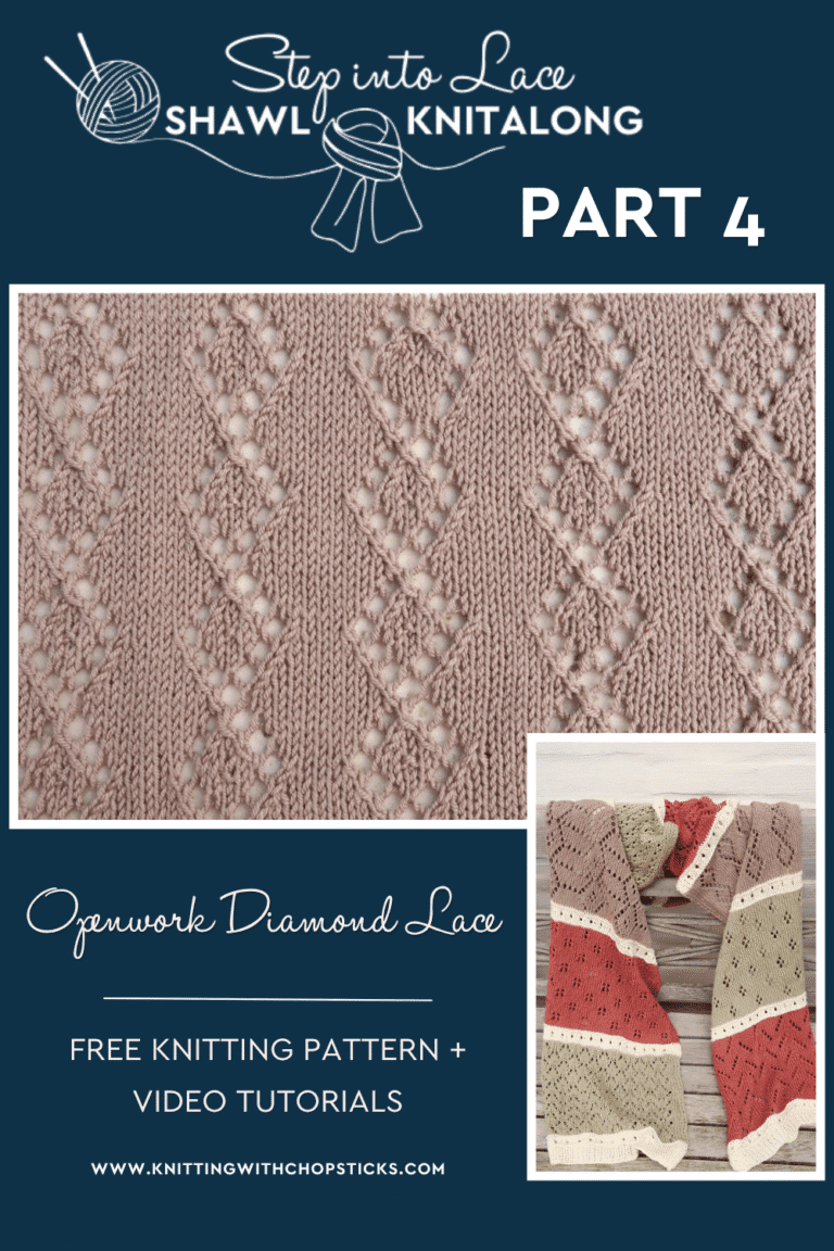Free Openwork Diamond Lace Stitch Tutorial | Knitting with Chopsticks